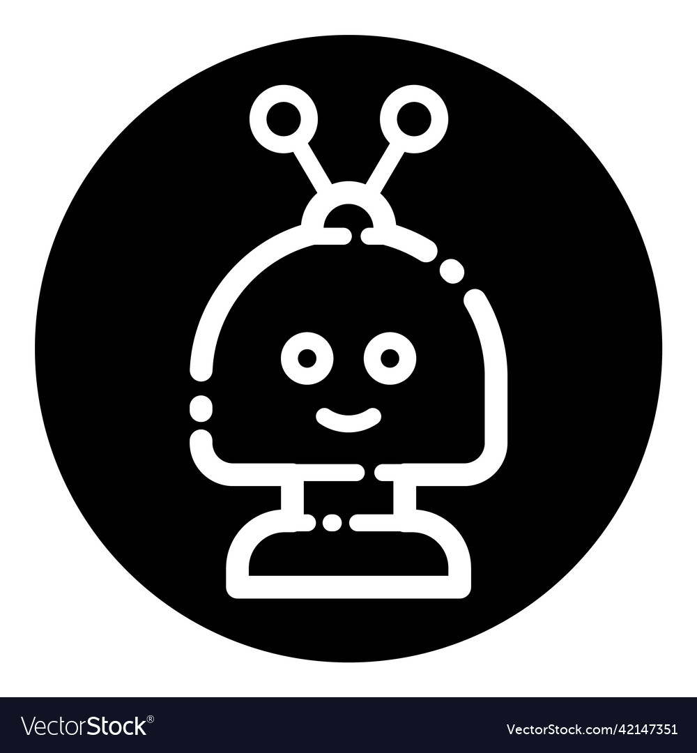 Android funny robot glyph flat icon isolated Vector Image