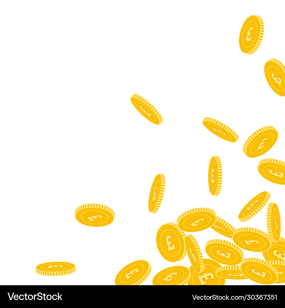 British pound coins falling scattered big gbp coi Vector Image