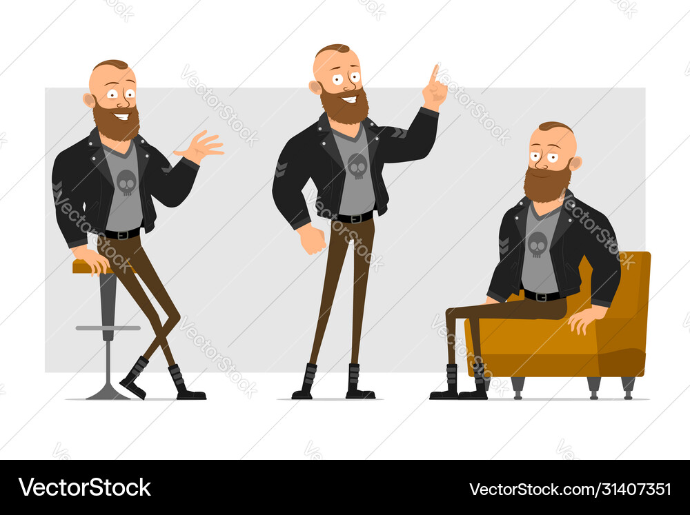 Cartoon punk hooligan boy character set Royalty Free Vector