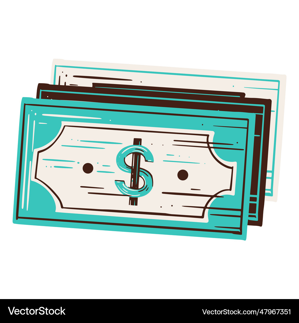 Cash economy hand drawn element Royalty Free Vector Image