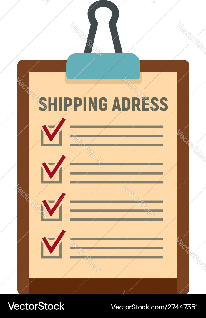 Clipboard shipping address icon flat style Vector Image