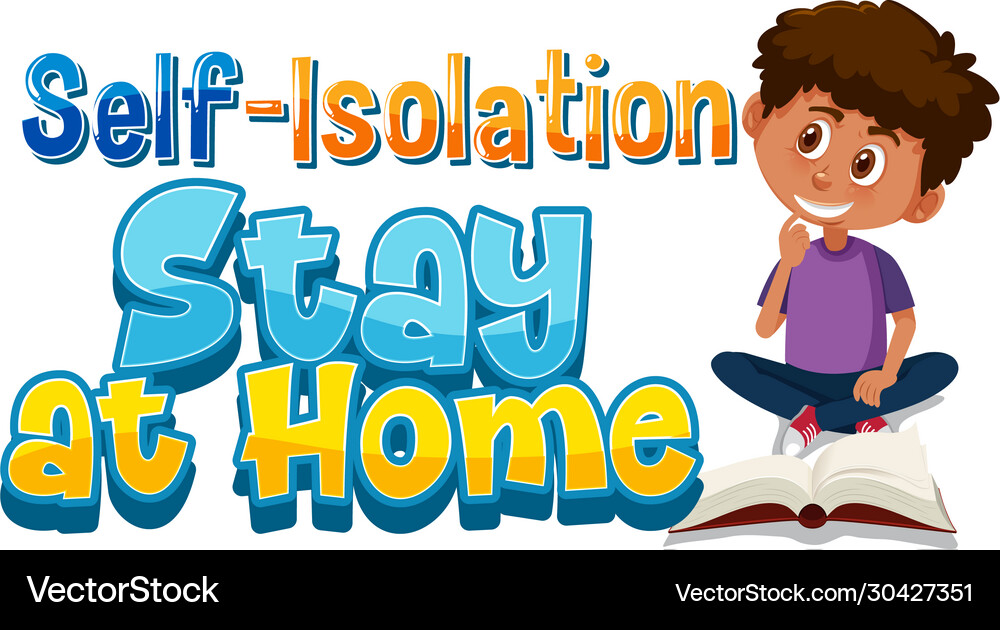 Coronavirus poster design with boy reading at home