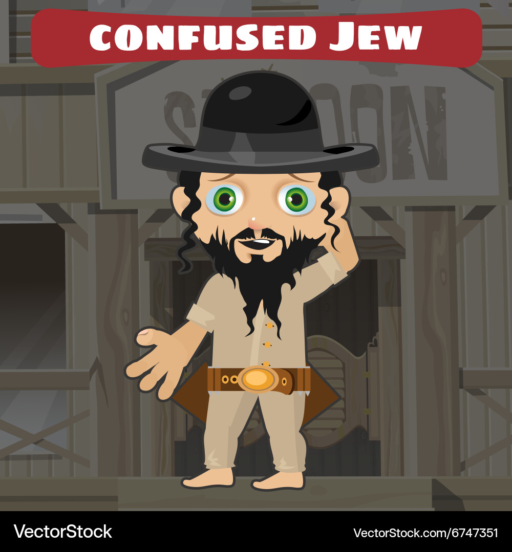Fictional cartoon character - confused jew Vector Image