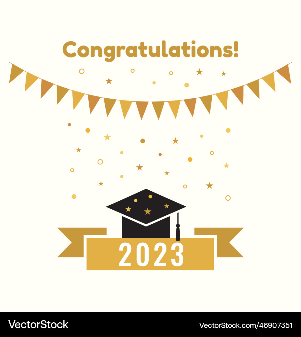 Graduation cap banner and ribbon Royalty Free Vector Image
