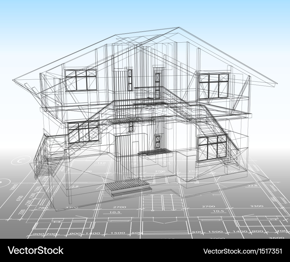 House technical draw Royalty Free Vector Image