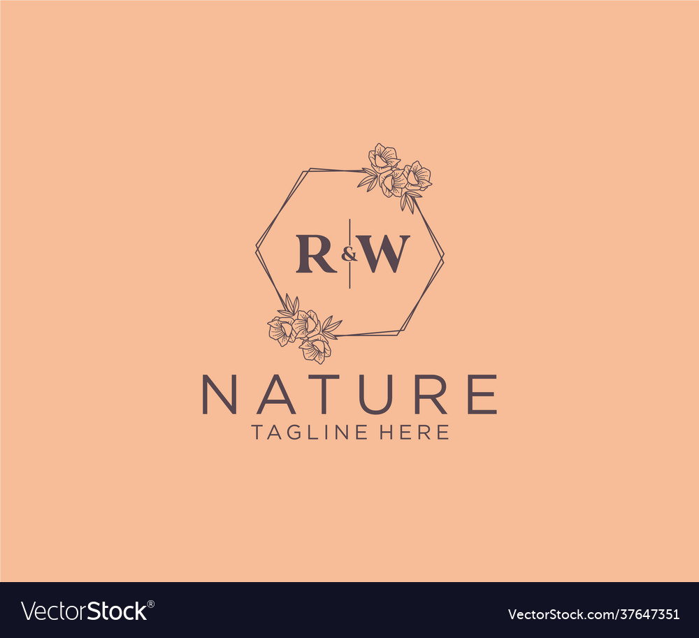 Initial rw letters floral frames botanical Vector Image Initial rw letters floral frames botanical Vector Image