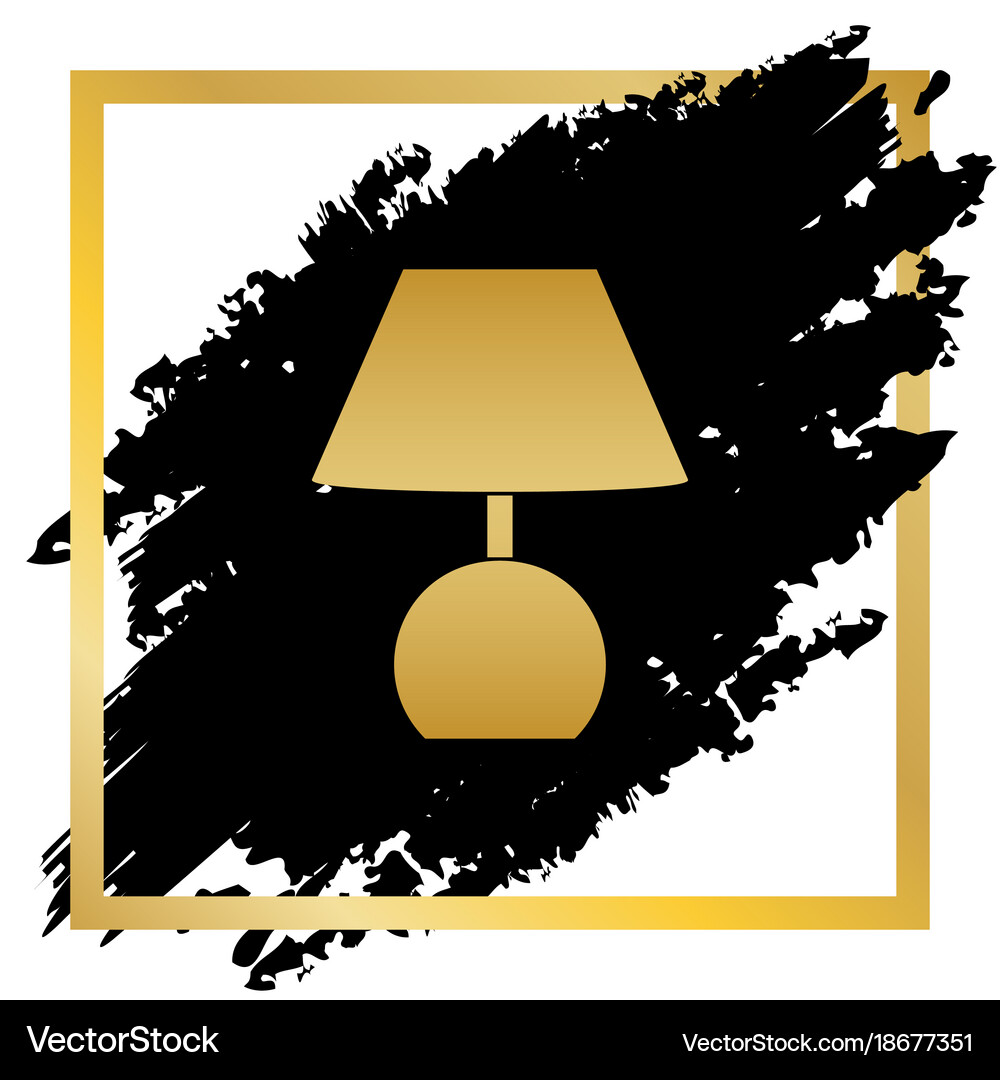 Lamp sign golden icon Royalty Free Vector Image