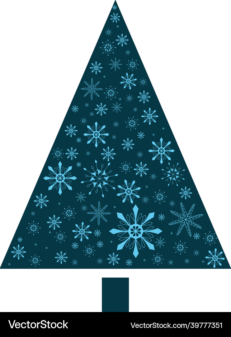 Snow tree snowflakes abstract christmas tree made Vector Image