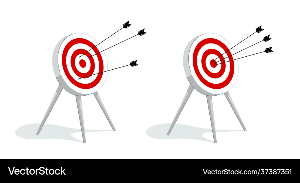 Target with arrows from bow reach a goal Vector Image