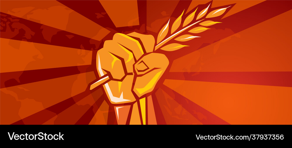 Hand holding grain wheat rice crop symbol Vector Image