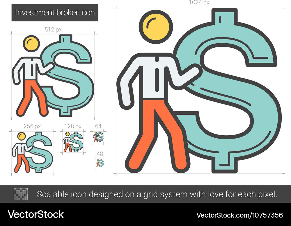 Investment broker line icon Royalty Free Vector Image