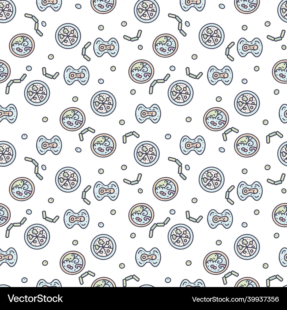 Microorganism color doodle simple seamless Vector Image