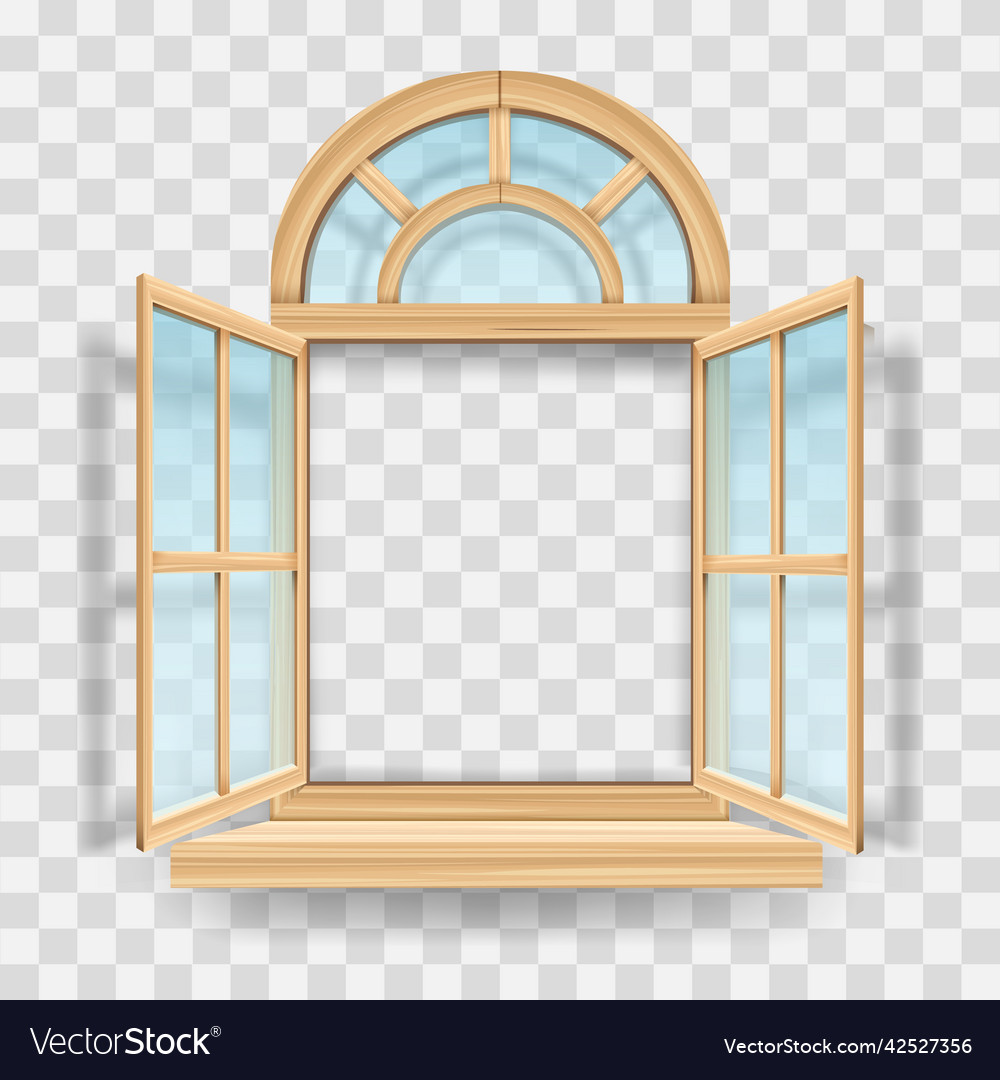 Rustic window on transparent background Royalty Free Vector