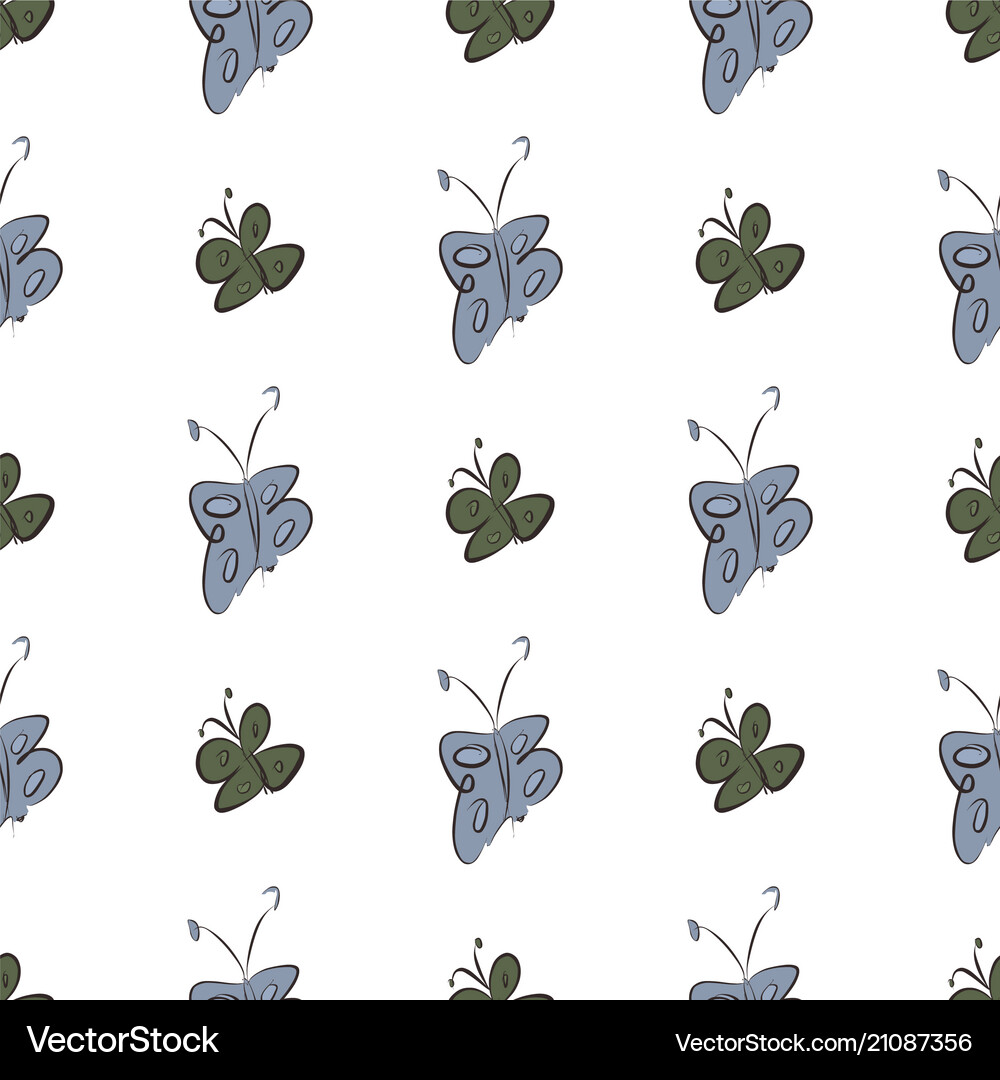 Seamless decorative hand drawn butterfly art Vector Image