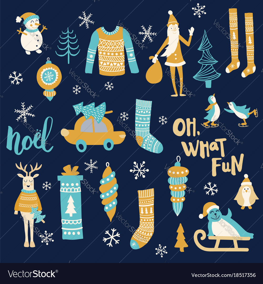Stock christmas set Royalty Free Vector Image - VectorStock