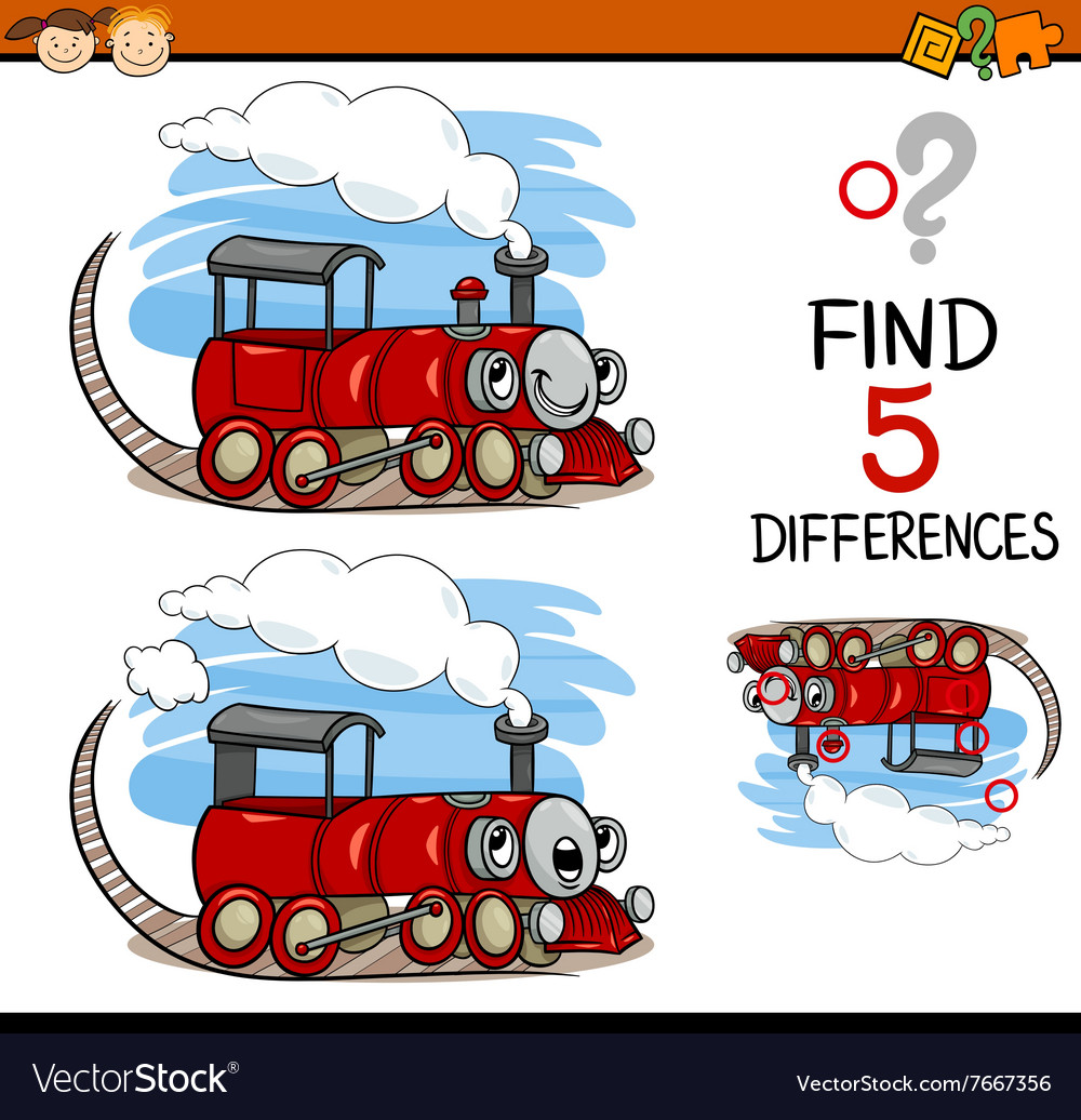 Task finding differences cartoon Royalty Free Vector Image