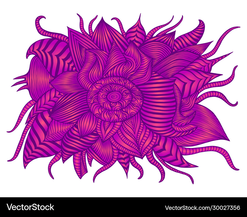 Vintage psychedelic alien flower bright purple Vector Image