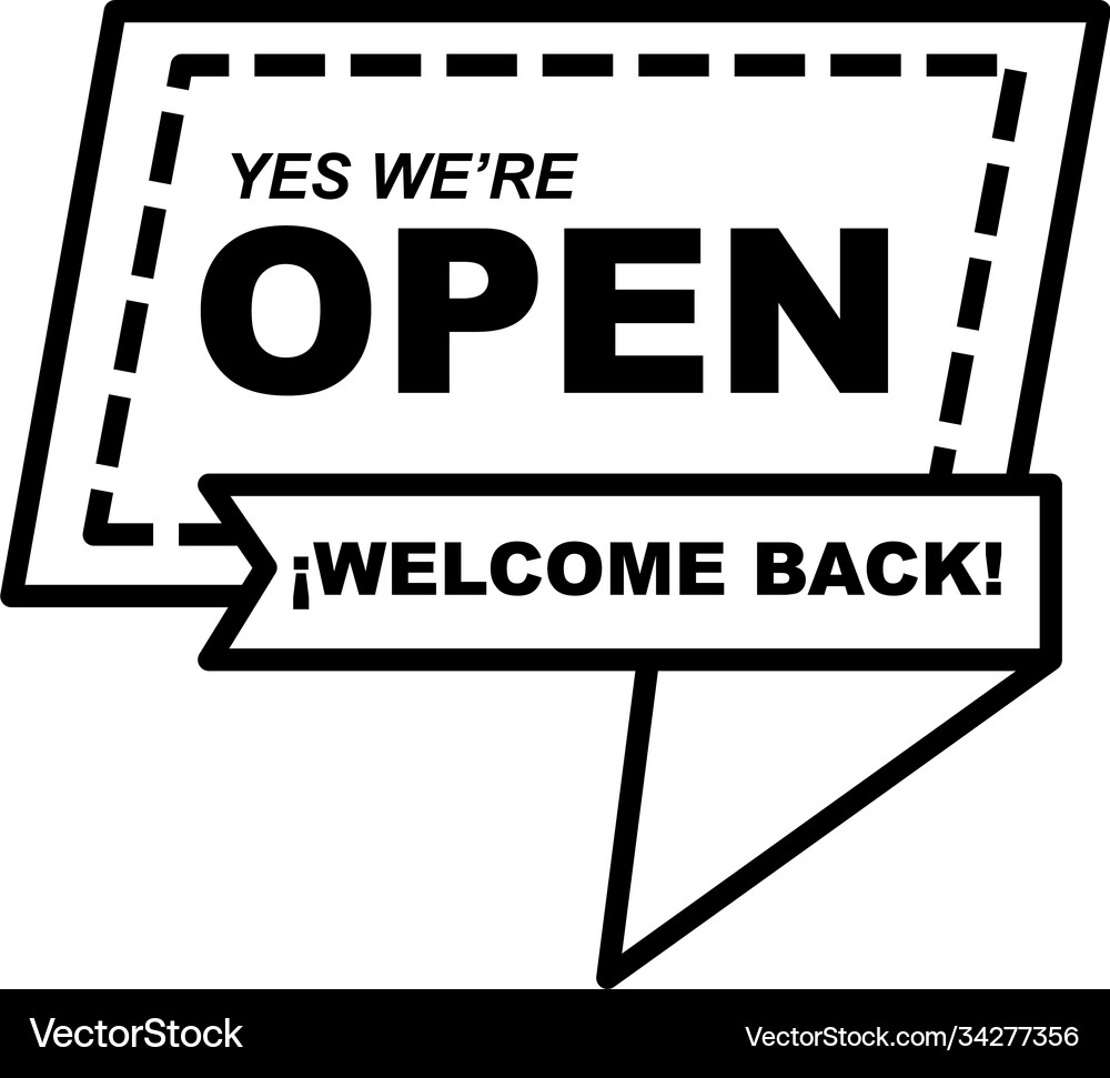 We are open welcome back ribbon line style icon Vector Image
