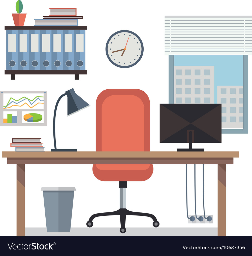 Workplace in office Royalty Free Vector Image - VectorStock