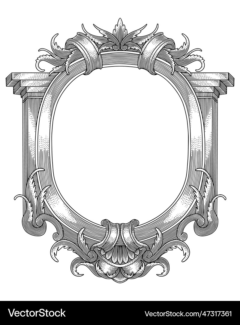 Antique engraving frame monochrome style v Vector Image