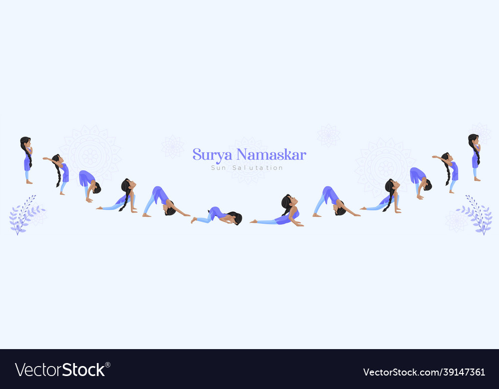 Banner design of surya namaskar Royalty Free Vector Image Banner design of surya namaskar Royalty Free Vector Image