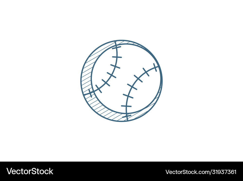 Baseball ball isometric icon 3d line art Vector Image