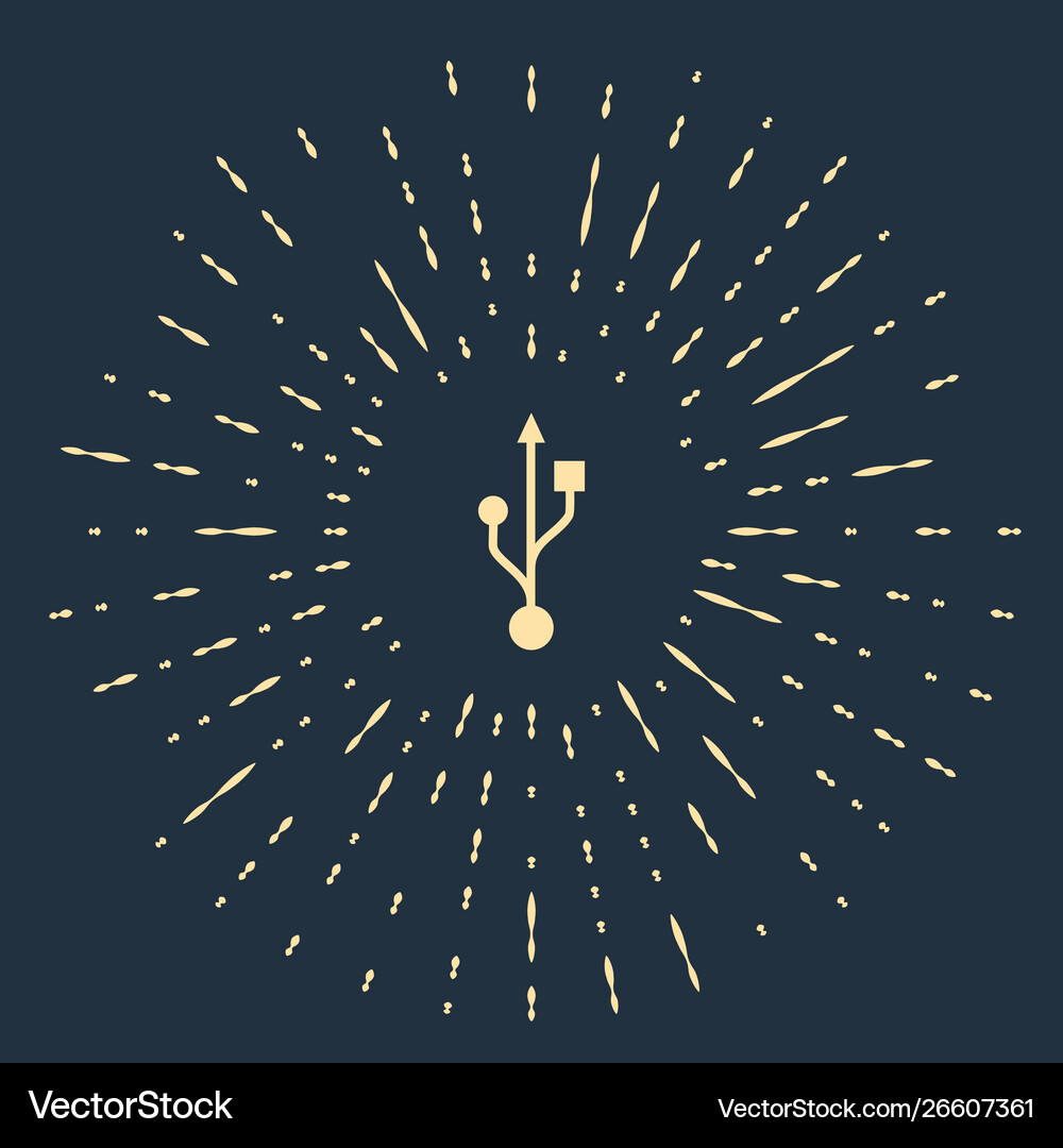 Beige usb symbol icon isolated on dark blue Vector Image