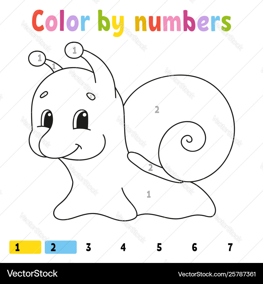 Color By Numbers - Cute Snail Royalty Free Vector Image