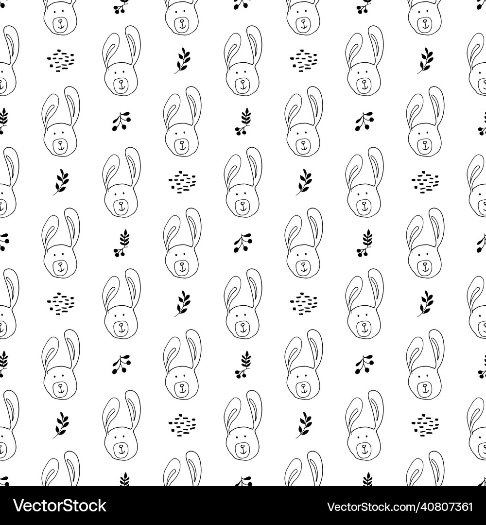 Cute rabbit seamless pattern cartoon animals Vector Image