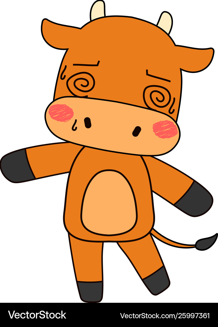 Full-length cute beef cow character Royalty Free Vector