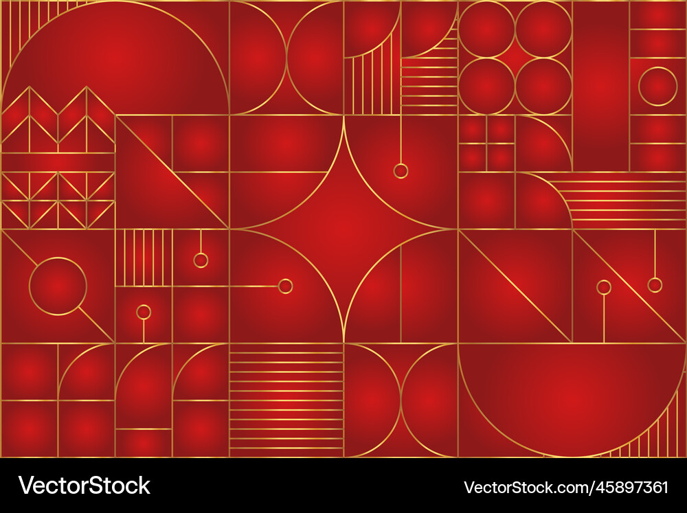 Geometric chinese pattern red golden asian luxury Vector Image