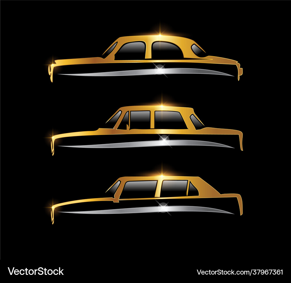 Golden classic car sign Royalty Free Vector Image