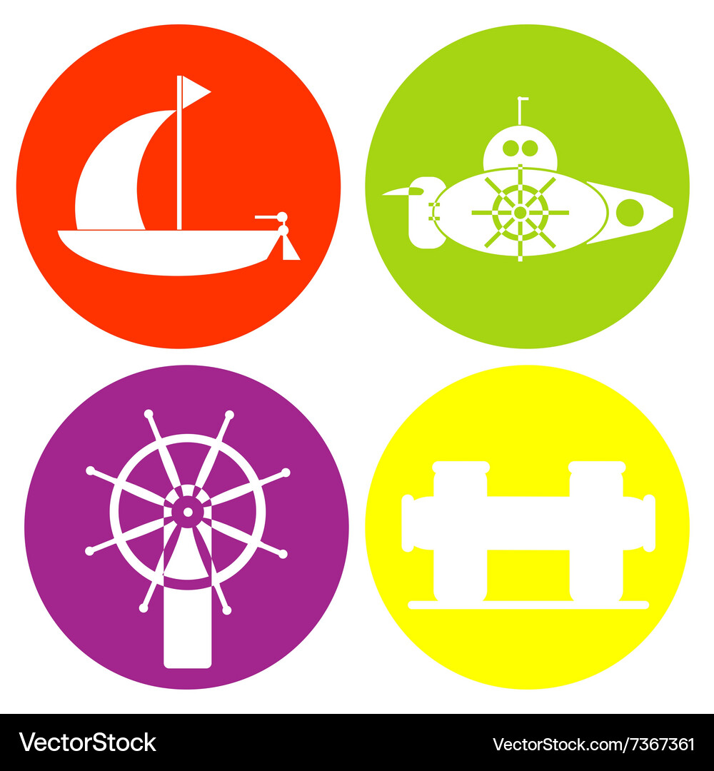 Monochrome icon set with sea transport Royalty Free Vector
