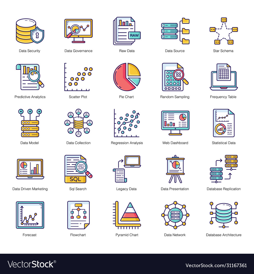 Pack flat icon Royalty Free Vector Image - VectorStock