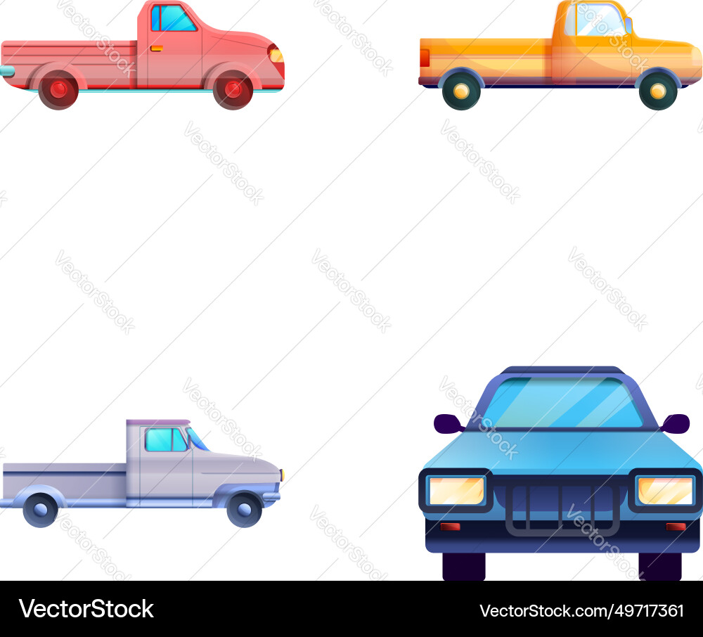 Pickup icons set cartoon classic Royalty Free Vector Image