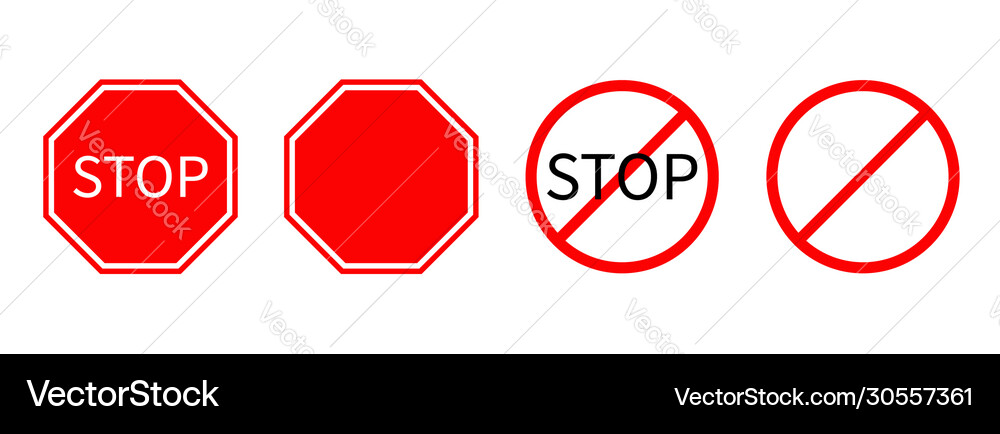 Prohibition no symbol red round stop warning road Vector Image