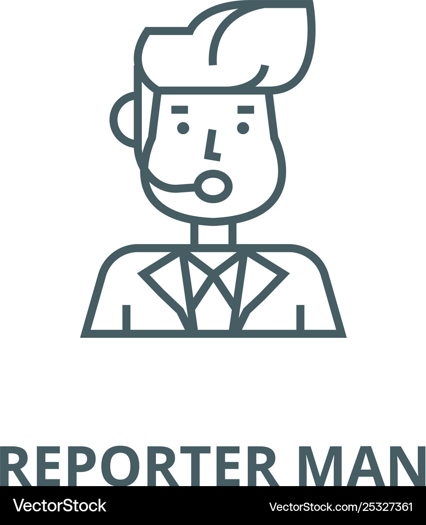 Reporter mannews broadcasting line icon Royalty Free Vector