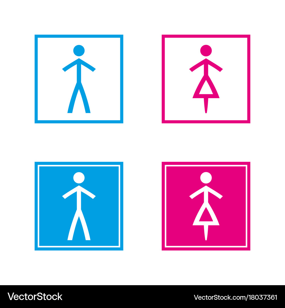 Simple blue and pink wc symbols in empty full Vector Image