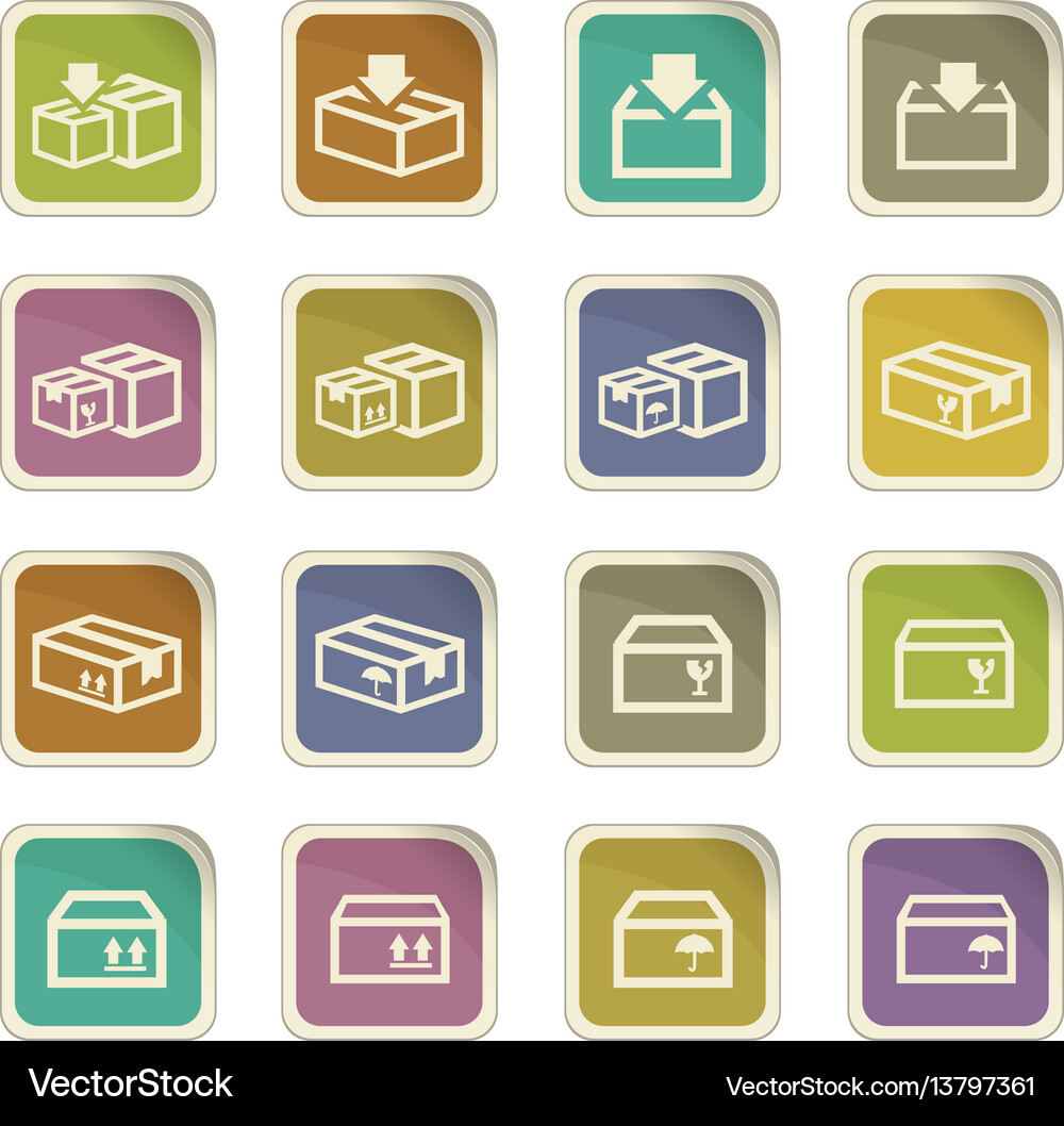 Simple icons set of box Royalty Free Vector Image