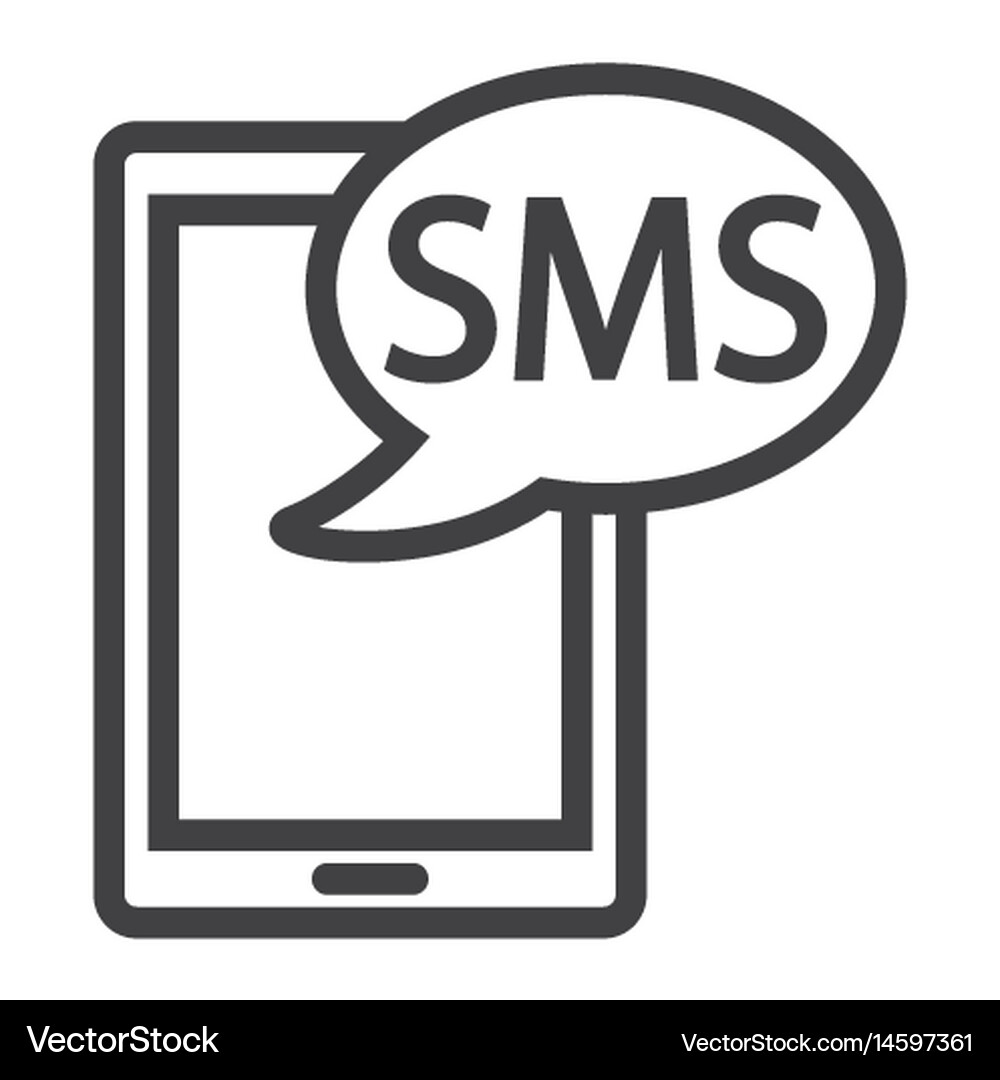 Sms line icon contact us and website Royalty Free Vector