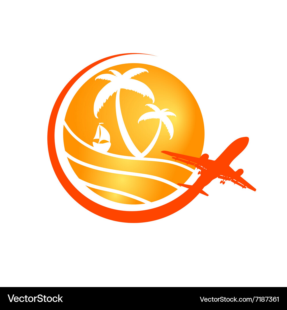 Travel sign in orange Royalty Free Vector Image