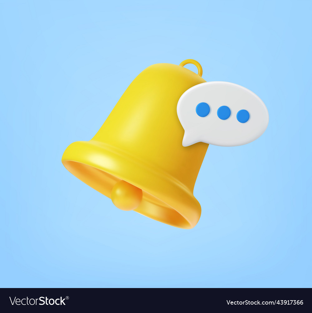 3d notification message bell Royalty Free Vector Image