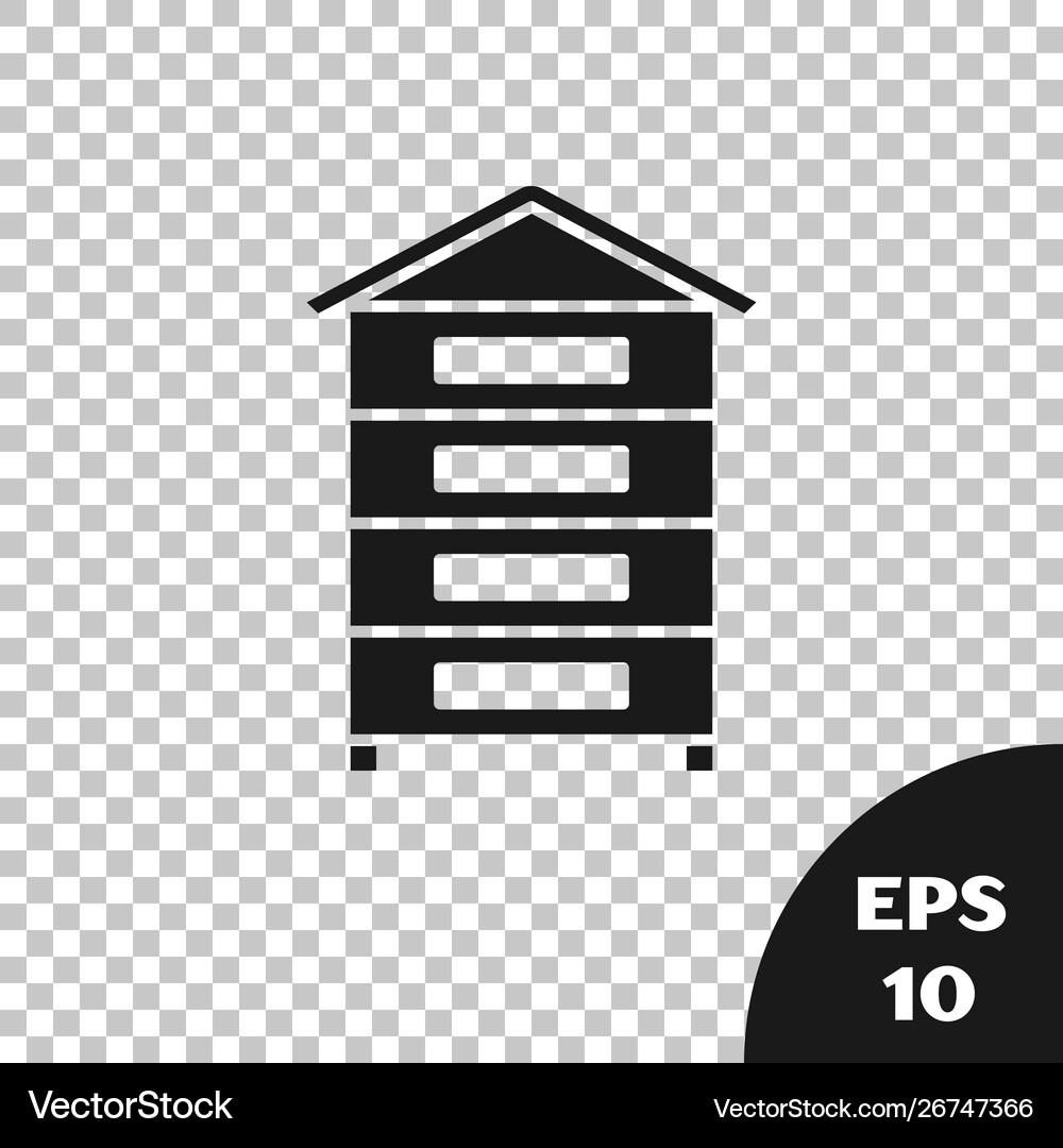 Black hive for bees icon isolated on transparent Vector Image
