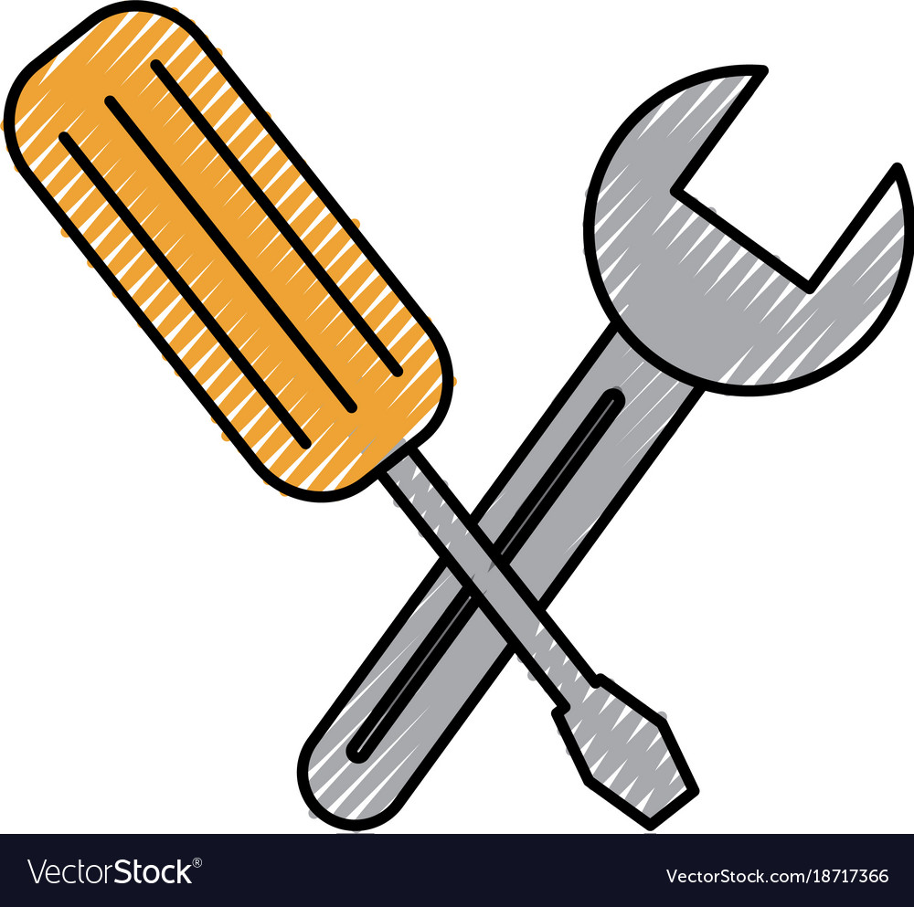 Construction screwdriver and spanner tool Vector Image