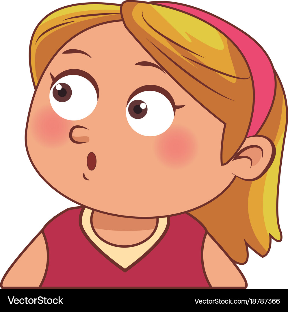 Cute girl face cartoon Royalty Free Vector Image
