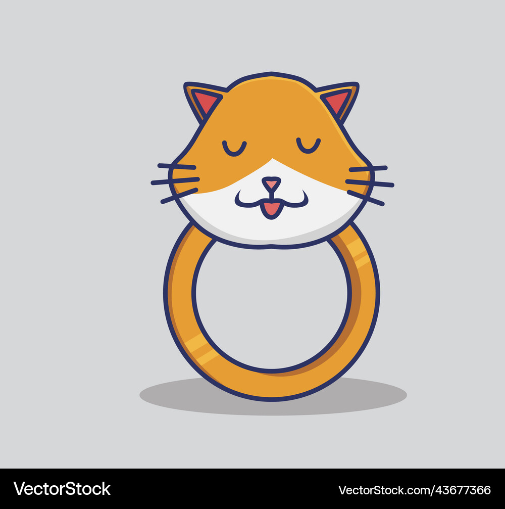 Cute ring cat animal cartoon flat style icon Vector Image