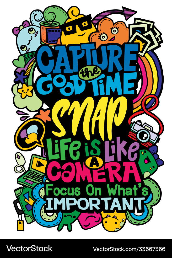 Hand drawn doodles photo poster template Vector Image