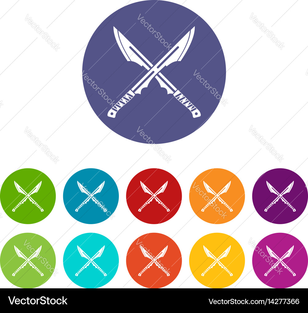 Japanese tanto daggersicons set flat Royalty Free Vector