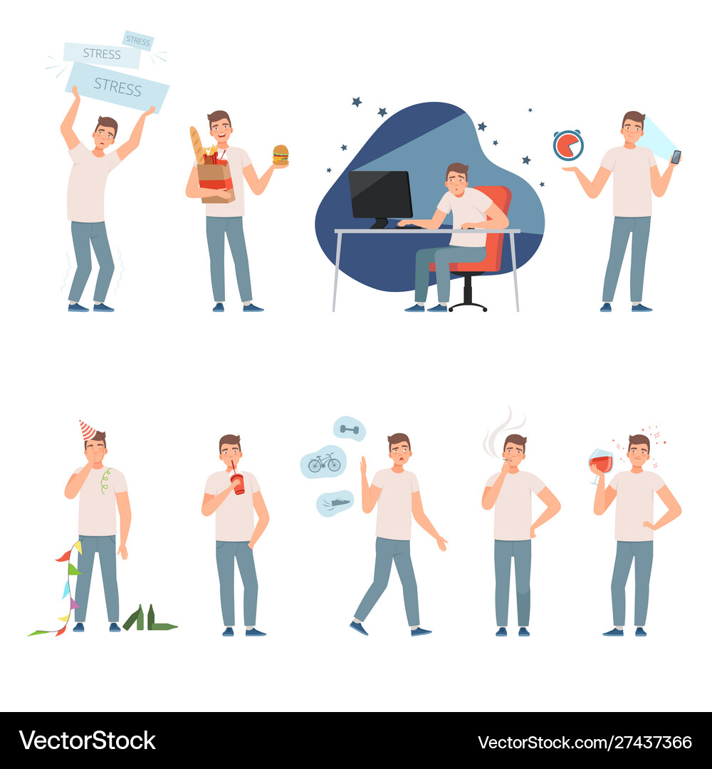 Lifestyle problems people in a bad images Vector Image
