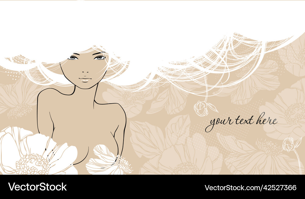 Luxury wallpaper design with women face leaf Vector Image